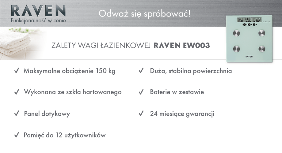 RAVEN EW003, Waga łazienkowa - cena i opinie - OleOle!